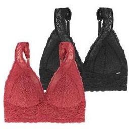 Bralette Dorina "Lana", Damen, Gr. 4XL, N-Gr, rot (coral, schwarz), Spitze, Obermaterial: 69% Polyamid, 23% Polyester, 8% Elasthan, unifarben, BHs Bralette, ohne B&uuml;gel, florale Spitze, breites Unterbrustband
