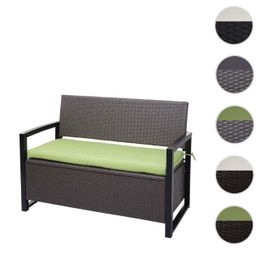 Mendler Poly-Rattan 2er Sitzbank HWC-F39, Gartenbank Truhenbank, Staufach Aufbewahrung Sitzkissen ~ Variante 69565