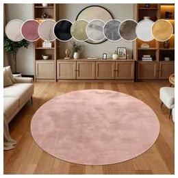 Fellteppich Paco Home "Kunstfell Soft 380", pink, H:14mm &Oslash;:80cm, Polyester, Teppiche, Fellteppich, Langflor, Kuschelteppich - besonders weich, Uni-Farben