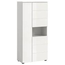 Midischrank Welltime "Biel, H&ouml;he 133 cm, 3 T&uuml;ren, 1 offenes Fach", wei&szlig;, B:60cm H:133cm T:34cm, FSC-zertifizierter Holzwerkstoff, Schr&auml;nke, Midischrank, T&uuml;ranschlag wechselbar, modernes Design, Badschrank, Unterschrank, Bad