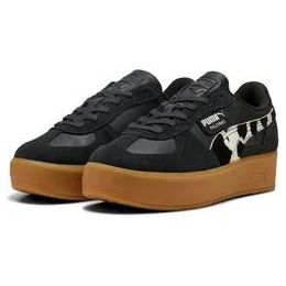 Sneaker Puma "PALERMO ELEVATA WILD INSTINCT WNS", Damen, Gr. 40,5, Puma schwarz, gum, Leder, unifarben, Schuhe Sneaker, f&uuml;r vielseitige Aktivit&auml;ten, mit profiliertem Laufsohlenprofil