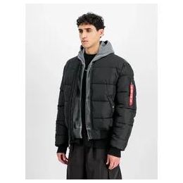 Steppjacke Alpha Industries "MA-1 Logo Puffer", Damen, Gr. M, schwarz, Web, Obermaterial: 100% Polyester, unifarben, regular fit normal, Jacken Steppjacke