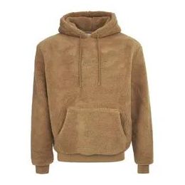 Kapuzensweatshirt Karl Kani "Karl Kani Herren KM213-064-2 Small Signature Teddy Hoodie", Herren, Gr. XXS, sand, 100% Polyester, Sweatshirts