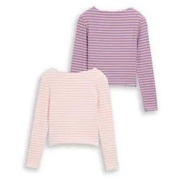 T-Shirt Tom Tailor, Jungen, Gr. 176, sanftes wei&szlig; pink stripe, Single Jersey, Obermaterial: 93% Baumwolle, 7% Elasthan, geringelt, normal h&uuml;ftbedeckend, Rundhals, Shirts T-Shirt, 2er Pack geringelt