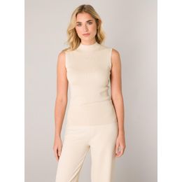 Tanktop Base Level "Yali", Damen, Gr. 46, beige, Jersey, Obermaterial: 80% Viskose, 20% Nylon, unifarben, k&ouml;rpernah h&uuml;ftlang, Rundhals, Tops Tanktop, mit Stehkragen