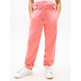 Jogginghose Tommy Hilfiger "MINI CORP SWEATPANTS", Jungen, Gr. 14 (164), N-Gr, tropical blush, Sweatware, Obermaterial: 80% Baumwolle, 20% Polyester, unifarben, regular fit lang, Hosen Jogginghose, Kinder bis 16 Jahre
