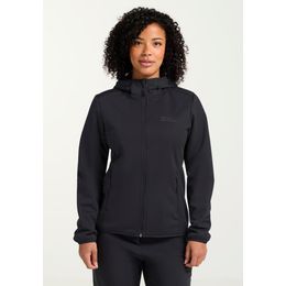 Softshelljacke Jack Wolfskin "WINDHAIN HOODY W", Damen, Gr. XS, schwarz, Oberstoff: 100% POLYESTER. Futter: 100% POLYESTER, Jacken Softshelljacke