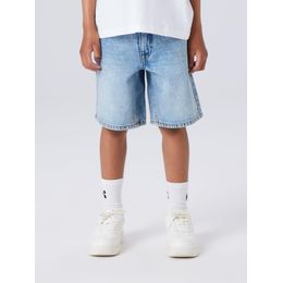 Jeansshorts name it "NKMRYAN REG L DNM SHORTS 6750-DM NOOS", Jungen, Gr. 140, N-Gr, light blau bleached denim, Denim/Jeans, Obermaterial: 100% Baumwolle, unifarben, regular fit kurz, Jeans Jeansshorts, Baumwolle