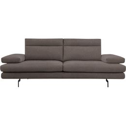 3,5-Sitzer Calia italia "Toby Wing, 228 cm breit, italienisches Designsofa, Megasofa", grau (tortora quebec), B:228cm H:90cm T:113cm, Synthetische Faser (100% Polyester), Sofas, 3 5-Sitzer, inkl. Sitztiefenverstellung und Armteilfunktion, F&uuml;&szlig;e in Schwarz matt