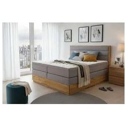 Boxspringbett Home Affaire "Evelina, Doppelbett, Polsterbett, Komfortbett, 160 & 180 cm", grau, B:184cm L:210cm, 94% PES, 6% Nylon, Komplettbetten, Boxspringbett, inkl. 6 cm Topper, zwei Bettk&auml;sten, Taschen-Federkernmatratze in H3