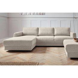 Ecksofa OTTO HOME "Hobro L-Form", beige, B:264cm H:80cm T:175cm, Luxus-Microfaser Lederoptik (100% Polyester);Struktur grob (100% Polyester);Samtoptik (100% Polyester), Sofas, Ecksofa, in 3 Bezugsqualit&auml;ten in vielen Farben, Design by Morten Georgsen