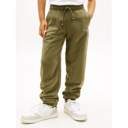 Jogginghose Tommy Hilfiger "MINI CORP SWEATPANTS", Jungen, Gr. 5 (110), N-Gr, battle gr&uuml;n, Sweatware, Obermaterial: 80% Baumwolle, 20% Polyester, unifarben, regular fit lang, Hosen Jogginghose, Kinder bis 16 Jahre