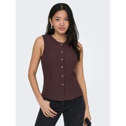 Jerseyweste Only "ONLILSE S/L STRUCTURE VEST JRS NOOS", Damen, Gr. L, deep mahogany, Jersey, Obermaterial: 100% Polyester, unifarben, normal, Rundhals, Westen Jerseyweste, Kunstfaser, Rundhalsausschnitt, Topseller