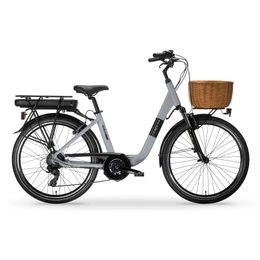 E-Bike MBM "Elektro-Citybike RHEA 24 Zoll, grey", grau (beige), Elektrofahrr&auml;der, Damen, E-Bike