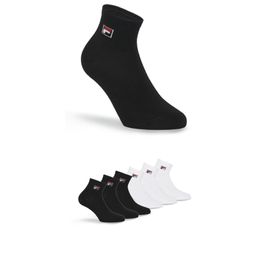 Kurzsocken Fila "UNISEX QUARTER PLAIN SOCKS", M&auml;dchen, Gr. 43-46, schwarz-wei&szlig; (schwarz, wei&szlig;), Materialmix, unifarben, normal, Socken Kurzsocken, mit Logo-Schriftzug