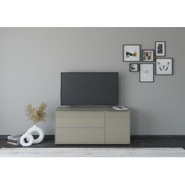 Lowboard "reno-Dielen", taupe matt lack, glas taupe glanz, B:137cm H:63cm T:42cm, Glas, Holzwerkstoff, SET ONE BY Musterring, Sideboards, Lowboard, Mit Gleitern und in verschiedenen Farben erh&auml;ltlich