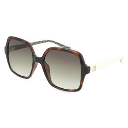 Guess GU7921-H | Unisex-Sonnenbrille | Fassung: Vollrand, Quadratisch, Acetat Spritzguss, Havanna Dunkel | Glasfarbe: Gr&uuml;n Verlaufend