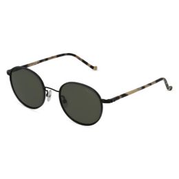 Hackett HE 907 | Unisex-Sonnenbrille | Fassung: Vollrand, Rund, Metall, Schwarz Beige | Glasfarbe: Grau