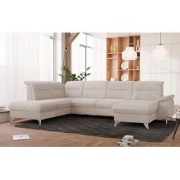Sit & More Wohnlandschaft SIT & MORE "Astoria U-Form", beige (nature), B:327cm H:91cm T:225cm, 100% Polyester, Sofas, Wohnlandschaft, wahlweise mit motorischer Relaxfunktion