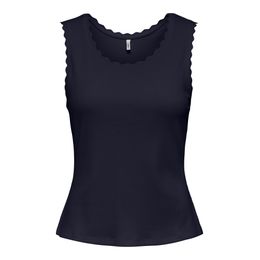 Tanktop Only "ONLLUNI S/L TANK TOP CS JRS", Damen, Gr. L, night sky, Jersey, Obermaterial: 57% Baumwolle, 38% Polyester, 5% Elasthan, unifarben, regular fit normal, Rundhals, Tops Tanktop, Baumwollmischung, regular fit, Rundhals