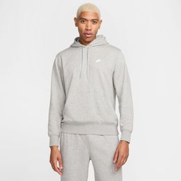 Kapuzensweatshirt Nike Sportswear "Nike Club Men's French Terry Pullover Hoodie", Herren, Gr. L, dk grau heather, lt smoke grau, wei&szlig;, Sweatware, Obermaterial: 80% Baumwolle, 20% Polyester, meliert, unifarben, Basic h&uuml;ftbedeckend, Rundhals, angesetztes B&uuml;ndchen, Sweatshirts Kapuzensweatshirt, mit Kapuze, f&uuml;r Freizeit und Sport, mit K&auml;ngurutasche