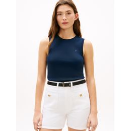 Funktionstop Tommy Hilfiger "SLIM CODY C-NK TANK TOP", Damen, Gr. XS (34), schwarz night navy, Single Jersey, Obermaterial: 100% Baumwolle, unifarben, slim fit normal, Rundhals, Tops Funktionstop, mit gerippter Textur, Rundhals, Topseller