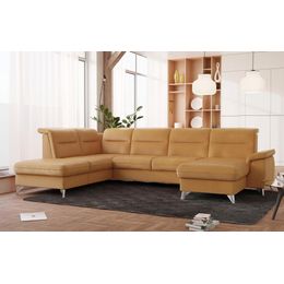 Sit & More Wohnlandschaft SIT & MORE "Astoria U-Form", gelb (dijon), B:327cm H:91cm T:225cm, 100% Polyester, Sofas, Wohnlandschaft, wahlweise mit motorischer Relaxfunktion