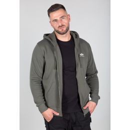 Hoodie Alpha Industries "Basic Zip Hoodie SL", Herren, Gr. M, gr&uuml;n (schwarz olive), Shell: 80% Cotton, 20% Polyester, regular fit, Sweatshirts Hoodie