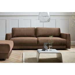 2,5-Sitzer OTTO HOME "Hobro", braun, B:236cm H:80cm T:102cm, Luxus-Microfaser Lederoptik (100% Polyester);Struktur grob (100% Polyester);Samtoptik (100% Polyester), Sofas, 2 5-Sitzer, in 3 Bezugsqualit&auml;ten in vielen Farben, Design by Morten Georgsen