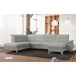 Sit & More Wohnlandschaft SIT & MORE "Astoria U-Form", grau (hellgrau), B:327cm H:91cm T:225cm, 100% Polyester, Sofas, Wohnlandschaft, wahlweise mit motorischer Relaxfunktion
