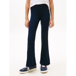Leggings Tommy Hilfiger "RIB FLARE", Jungen, Gr. 8 (128), N-Gr, schwarz night navy, Rippstrick, Obermaterial: 95% Baumwolle, 5% Elasthan, unifarben, slim fit lang, Hosen Leggings, Kinder bis 16 Jahre, Stretch