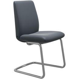 Polsterstuhl stressless "Laurel", blau (atlantic blau batick, schwarz matt), B:53cm H:92cm T:59cm, Leder BATICK: BATICK ist ein leicht korrigiertes, durchgef&auml;rbtes und genarbtes M&ouml;belleder, bei dem die meisten Unebenheiten und Spuren in der Regel entfernt wurden., St&uuml;hle, Polsterstuhl, Low Back, Gr&ouml;&szlig;e L, mit Beinen aus Stahl in Schwarz matt