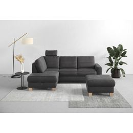 Ecksofa Home Affaire "Summer L-Form", grau, B:236cm H:91cm T:170cm, 100% Polyester, Sofas, Ecksofa, mit Ottomane, wahlweise mit Bettfunktion und Bettkasten, Cord-Bezug