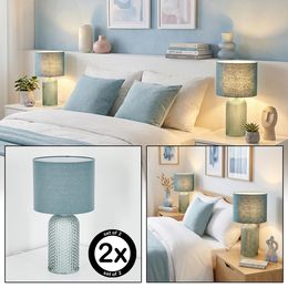 hofstein Fonil Tischleuchte 2-er Set Blau, 1-flammig