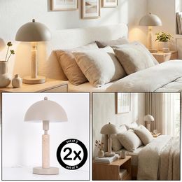 hofstein Golam Tischleuchte 2-er Set Beige, Sandfarben, 1-flammig