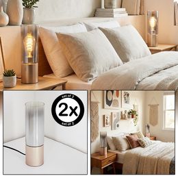 hofstein Dulcita Tischleuchte 2-er Set Braun, 1-flammig