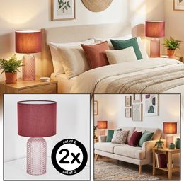 hofstein Fonil Tischleuchte 2-er Set Rosa, Transparent, Klar, 1-flammig