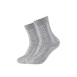 Socken Camano "warm & cozy", Damen, Gr. 39-42, grau (light grau melange), Materialmix, meliert, Socken Socken, mit Zopfmuster, Rippenb&uuml;ndchen