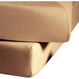 Betttuch Fleuresse "Colours", beige (sand), B:220cm L:260cm, Mako-Satin, Obermaterial: 100% Baumwolle, Bettlaken, offenes Bettlaken