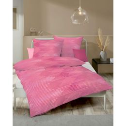 Bettw&auml;sche Kaeppel "Ikat", pink, B/L: 155cm x 220cm, 1 Stk., 1 Stk., Mako-Satin, B/L: 80cm x 80cm, 2 Stk., Mako-Satin, Obermaterial: 100% Baumwolle, Bettw&auml;sche, Bettw&auml;sche