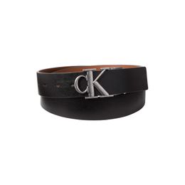 Lederg&uuml;rtel Calvin Klein "CK BUCKLE TUMBLED 35MM ADJ/REV", Herren, Gr. 95, schwarz, ck cognac, antique silber, Web, Rindsleder, unifarben, G&uuml;rtel Lederg&uuml;rtel, Umkehrbar