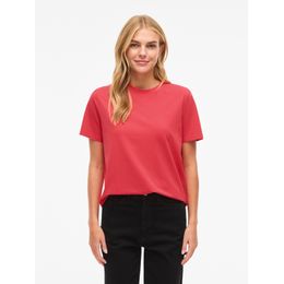 Kurzarmshirt Vila "VINORA S/S T-SHIRT - NOOS", Damen, Gr. L, hibiscus, Jersey, Obermaterial: 96% Baumwolle, 4% Elasthan, unifarben, regular fit normal, Rundhals, Shirts Kurzarmshirt, Baumwollmischung, regular fit