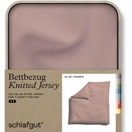 Bettbezug Schlafgut "Premium Bettbezug Knitted Jersey (1 St)", lila (lila mid), B:200cm L:200cm, Jersey, Obermaterial: 95% Baumwolle, 5% Elasthan, Bettbez&uuml;ge, Ton-in-Ton Rei&szlig;verschluss, Bio-Baumwolle mit Elasthan, Uni, OEKO Tex