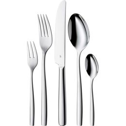 Besteck-Set WMF "Palma in klassisch-stilsicherer Optik, ergonomisch, Wellenschliff", silber (edelstahlfarben), 60 Stk., Cromargan Edelstahl Rostfrei 18/10, Essbesteck-Sets, sp&uuml;lmaschinengeeignet, optimale Sch&auml;rfe, hochwertiger Besteckkasten