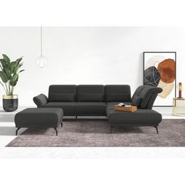 Ecksofa Home Affaire "Coco L-Form", grau (anthrazit), B:294cm H:88cm T:242cm, 95% Polyester, 5% Polyamid, Sofas, Ecksofa, Sitztiefen-, Arm- und Kopfteilverstellung, Cord-Bezug, Fu&szlig;h&ouml;he 15 cm