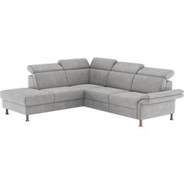 Ecksofa Home Affaire "Calypso L-Form", grau (hellgrau), B:259cm H:85cm T:227cm, 100% Polyester, Sofas, Ecksofa, mit Relaxfunktion motorisch im Sofa 2,5- Sitzer