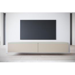 Lowboard Home Affaire "LOWBOARD VERA, wahlweise mit oder ohne Beleuchtung", beige (kaschmir), B:180cm H:30cm T:33cm, Sideboards, Lowboard, Modernes griffloses TV-Board, 180 cm TV-Schrank, stehend und h&auml;ngend