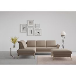 Sit & More Ecksofa SIT & MORE "Fashion L-Form", grau (taupe), B:250cm H:84cm T:207cm, Sofas, Ecksofa, wahlweise mit Kopfteilverstellung, Vorziehsitz, motorisch, Nickelf&uuml;&szlig;e