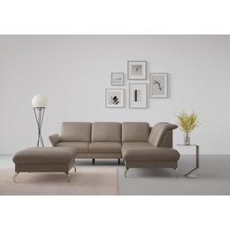 Sit & More Ecksofa SIT & MORE "Fashion L-Form", grau (taupe), B:250cm H:84cm T:207cm, Sofas, Ecksofa, wahlweise mit Kopfteilverstellung, Vorziehsitz, motorisch, Nickelf&uuml;&szlig;e