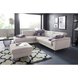 Sit & More Ecksofa SIT & MORE "Percy L-Form", beige (creme), B:270cm H:77cm T:235cm, Sofas, Ecksofa, 12 cm Fu&szlig;h&ouml;he, Sitztiefenverstellung, wahlweise in 2 Fu&szlig;farben